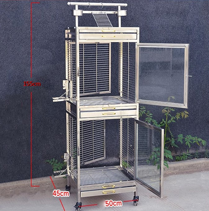 Stainless Steel Small Cage (SD50A) Double Stacker with Play Gym ...